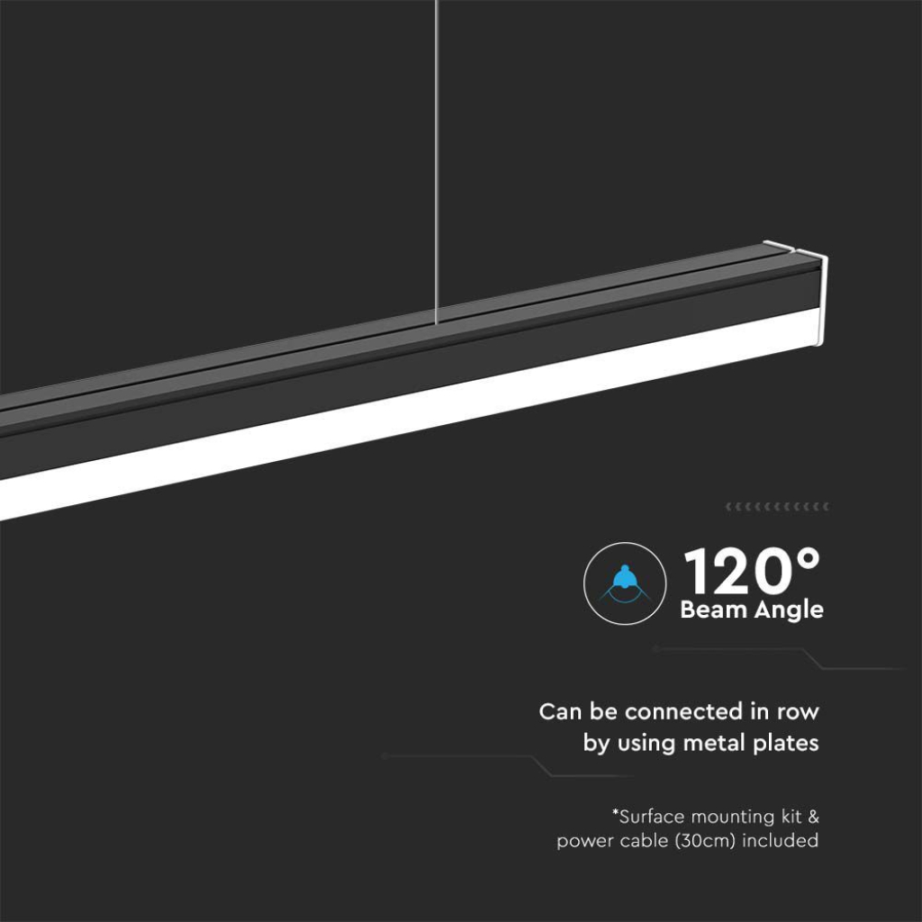 SKU 23000 - Plafoniera LED Lineare 40W 120cm Colore Nero 4000K | LED Italia