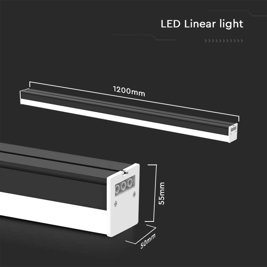 SKU 23000 - Plafoniera LED Lineare 40W 120cm Colore Nero 4000K | LED Italia