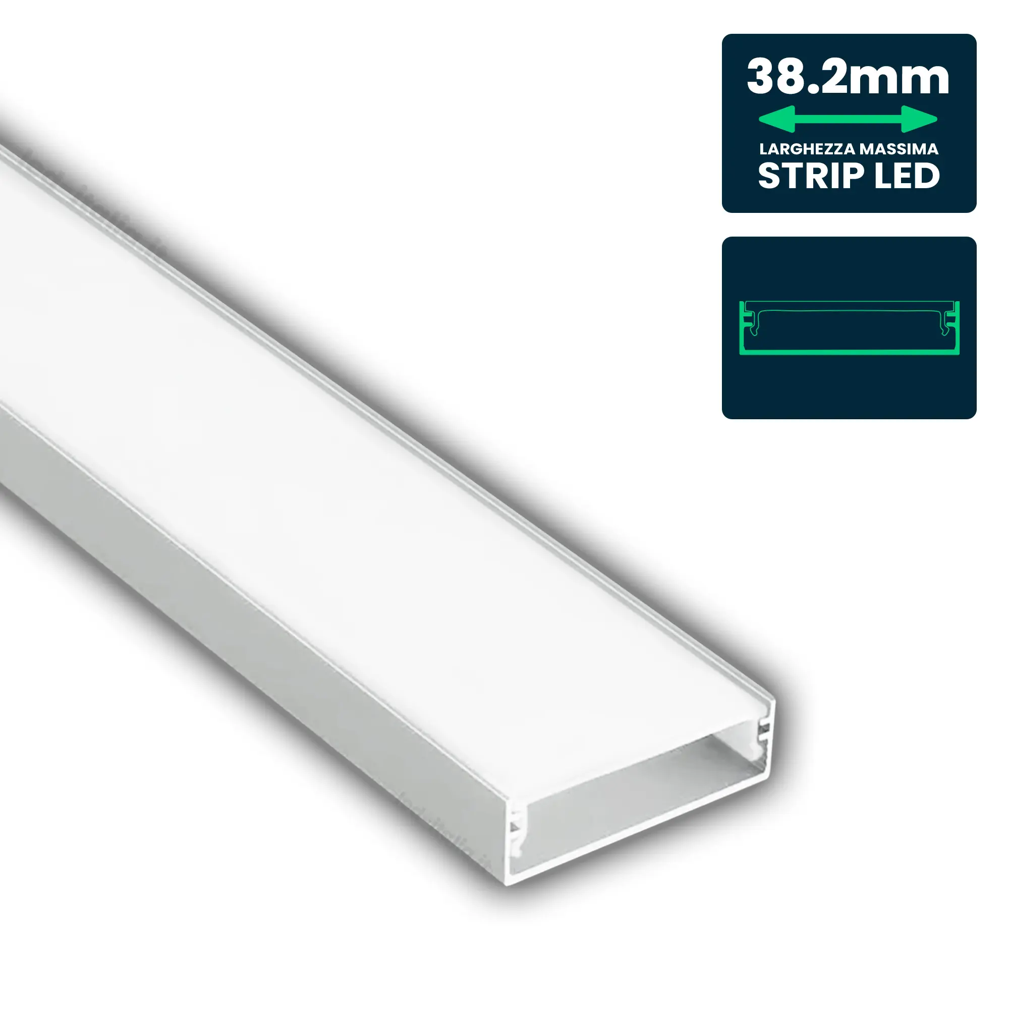 SKU 24100 - Profilo Lineare per Strip LED fino a 38.2mm, Alluminio ...