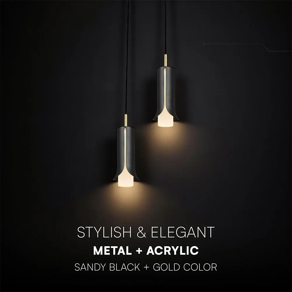 SKU 24134 - Lampadario LED 2x5W Doppio Diffusore Pendente Nero Sabbia ...