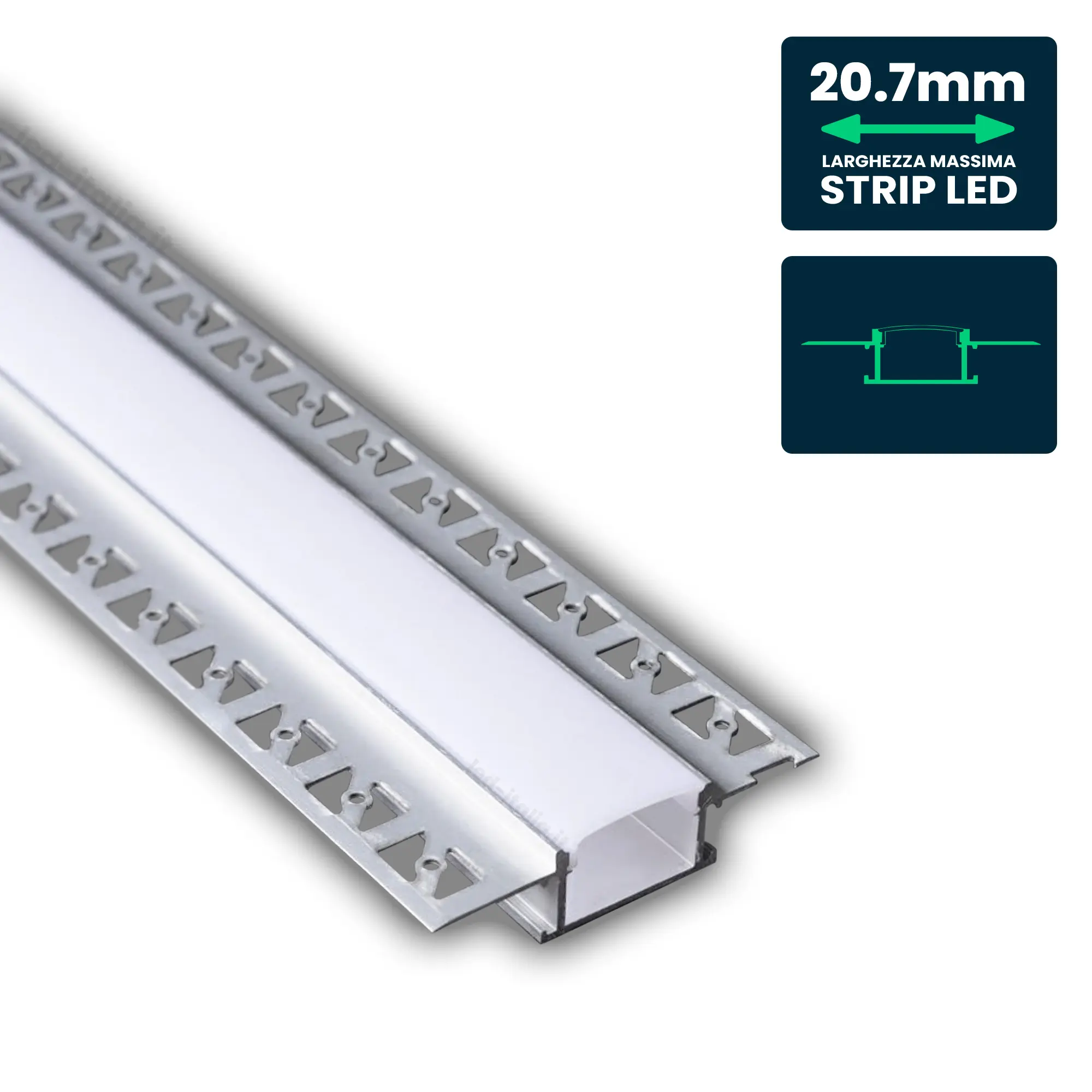 SKU 3359 - Profilo Lineare da Incasso Cartongesso per Strip LED fino a ...